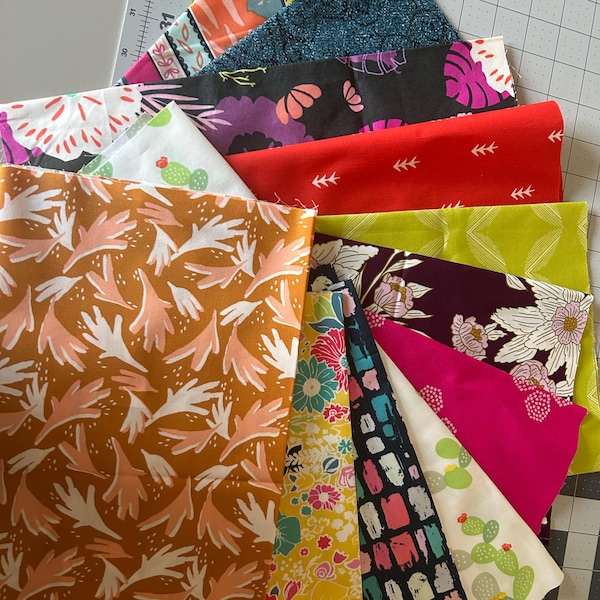 Autumn Bundle of 8 Fabrics, Fall Fabrics, Thanksgiving Colorful Fabrics ...