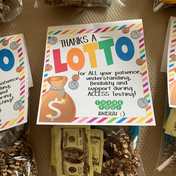 Lottery Gift Tags, Thanks a Lotto for All That You Do, Lottery ...