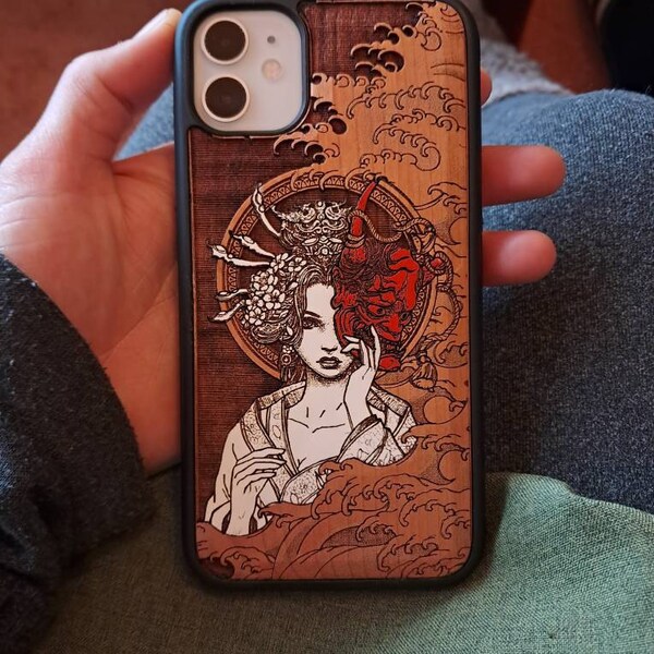 Howl's Moving Castle - Phone Case Wood Laser Engraved + Hand Painting ...