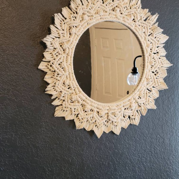 Macrame Round Mirror, Mandala Macrame Diy Pattern, Macrame Wreath Autumn Style Crochet Mirror ...