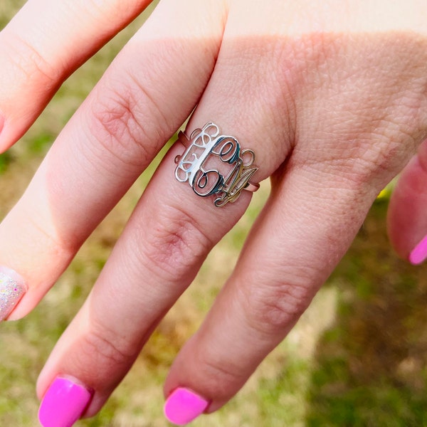 Personalized Monogram Ring -custom Initials Ring -custom Monogram Ring ...