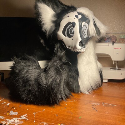 Toony Wolf Skull Mask Movable Moving Hinge Jaw 3D Printed Skulldog Bone ...