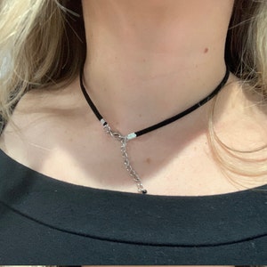 Thin Black Choker Simple Black Chokers Black Leather Choker Dainty ...