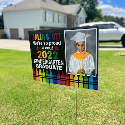 Printed Kindergarten Graduation Sign, Photo Yard Sign, Class of 2024 ...