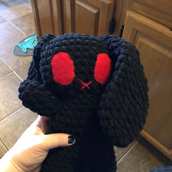 Customizable Large Crochet Bunny- Black, Year of the Rabbit, Creepy ...