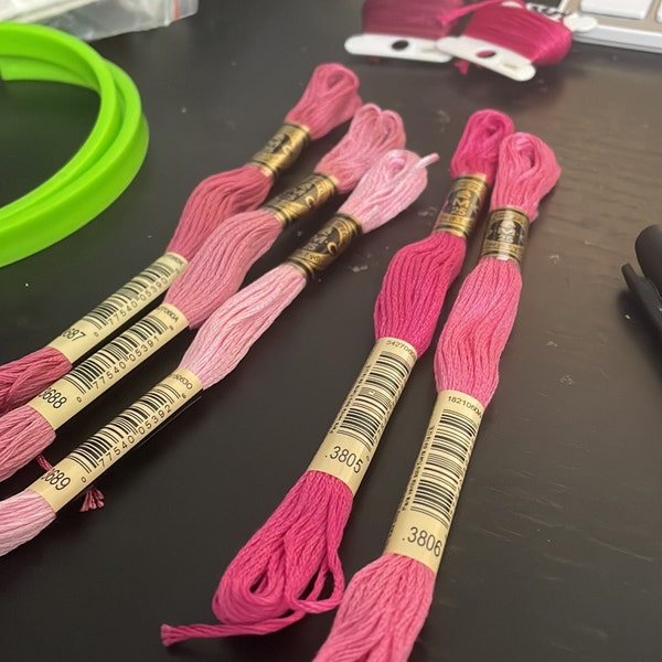 8x Pink DMC Flosses, Dmc Threads, DMC Kit, Dmc Set of Colors, Dmc ...