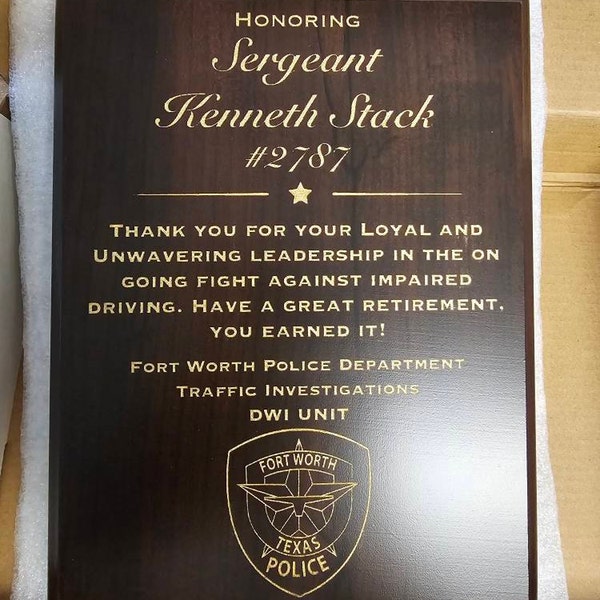 Cherry & Gold Trophy Plaque, Retirement Award Plaque, Retirement Gifts ...