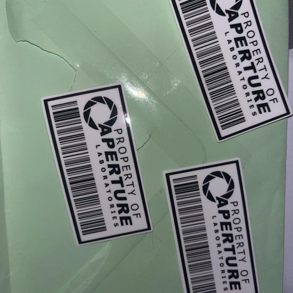 Property of Aperture Laboratories Sticker, Label, Product Barcode ...