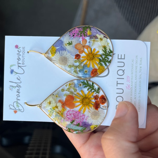 Handmade to Order Unique Blooming Bud Teardrop Real Flower Earrings ...