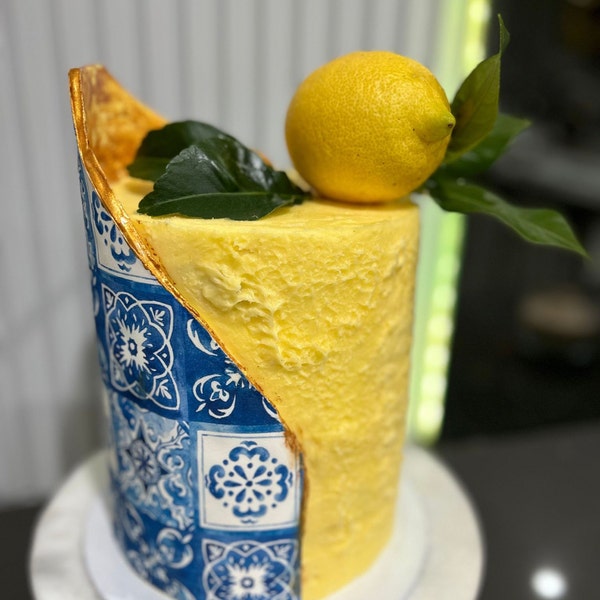 Cake Icing Blue Tile Template Italy Blue Tile Cake Icing Image Bay ...