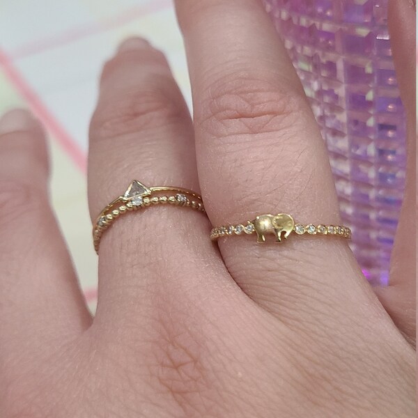 14K 18K Gold Diamond Elephant Ring/handmade Gold Diamond Elephant Ring ...