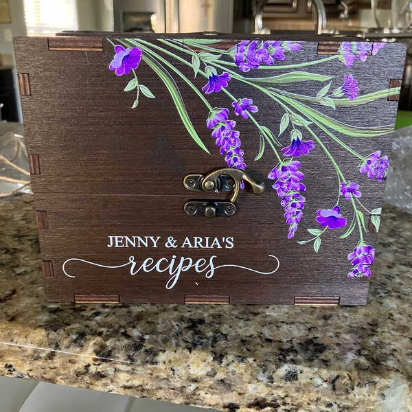 Lavender Flowers Recipe Card Box 4x6 Unique Wedding Gift for Couple ...