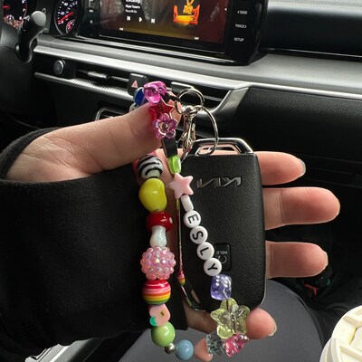 Beaded Keychain 90s Beaded Keychain Y2K Aesthetic Custom Beaded ...