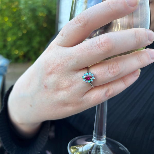 1970s Vintage 9ct Gold Diamond Sapphire Cluster Ring. Resizing ...