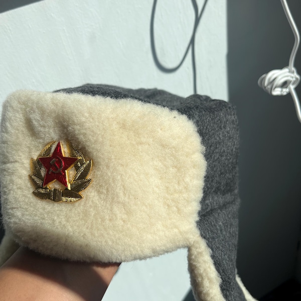 Vintage Winter Faux Fur Hat, Soviet Army Design Ushanka Hat, Soviet ...