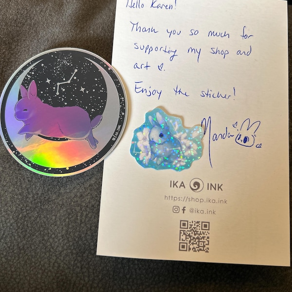 Moon Bunny Sticker, Holographic Rabbit Sticker With Constellations ...