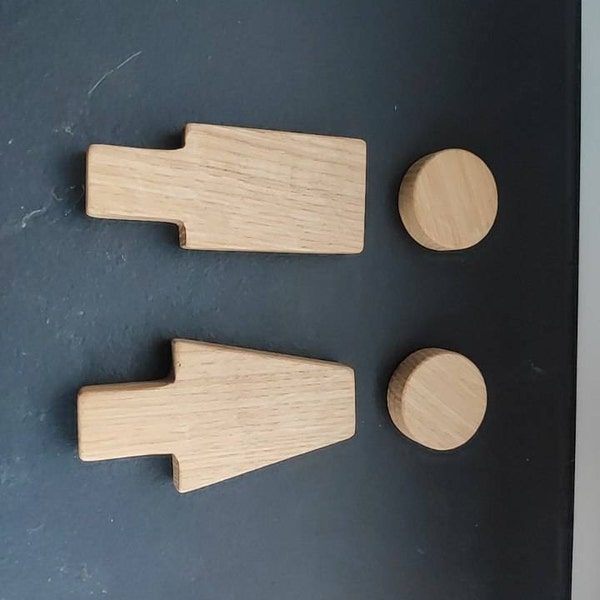 Natural Oak Wood Restroom Sign, Wooden Door Plate, Male and Female ...