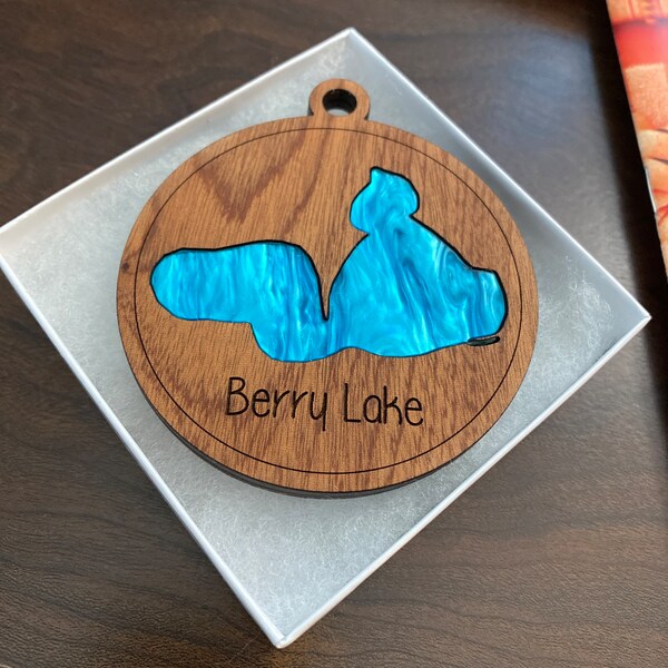 Lake Superior Map, Laser Engraved, Walnut & Blue Pearl Acrylic, Lake ...