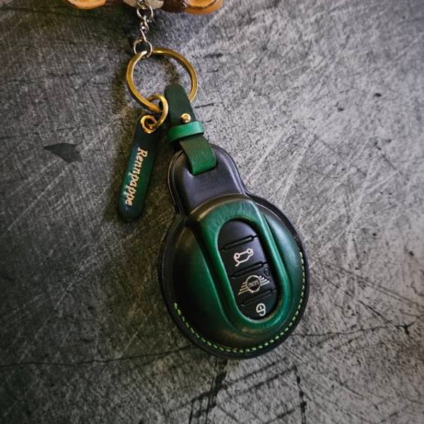 Mini Cooper Key Case - Handcrated Leather Key Fob Cover for Mini Cooper ...