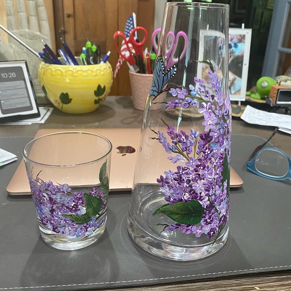 Wildflowers Hand Painted Glassware, Set of 2 Glasses, Mixed Flowers ...