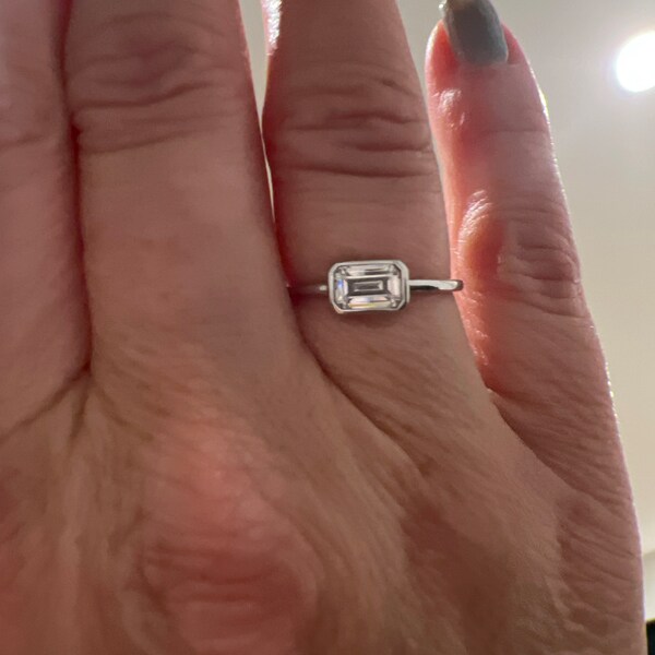 Baguette Ring, Rectangle Ring, Bezel Set Ring, Bezel Set Engagement ...