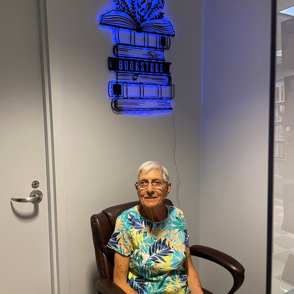 Custom Librarian Book Reading Metal Wall Art LED Light Personalized ...