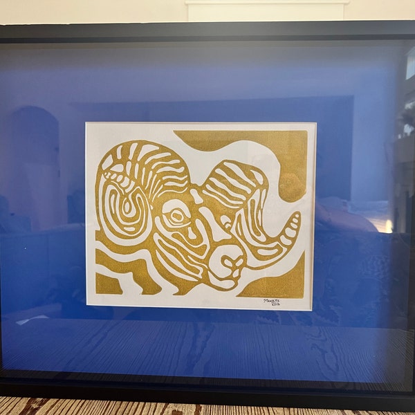 The Blue Snow Monkeys Linoleum Block Print Monkey Art Japanese Onsen ...