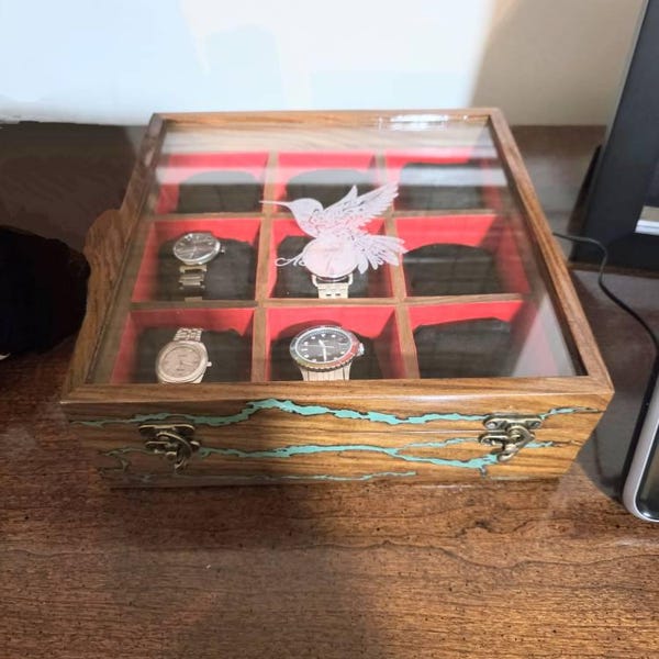 Vintage Wooden Watch Box for Men, Honeycomb Personalized Display ...