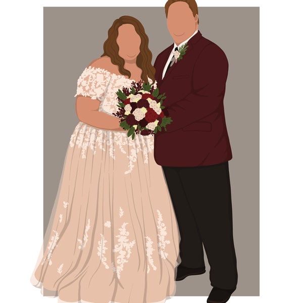 Faceless Portraits , Wedding Portrait , Best Friend Custom Illustration ...