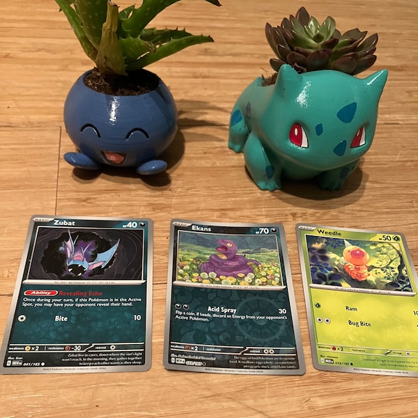 Painted Bulbasaur and Oddish Planters With Live Succulents/cacti (two ...