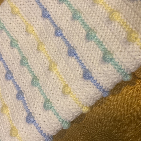 Crochet Bobble Lines Baby Blanket Pattern - Etsy