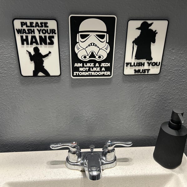 Wash Your Hans Star Wars Bathroom Sign | Funny Dad Joke Decor - Etsy