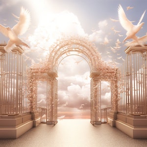 Heavenly White Clouds AI Art Christian Funeral Gates - Etsy