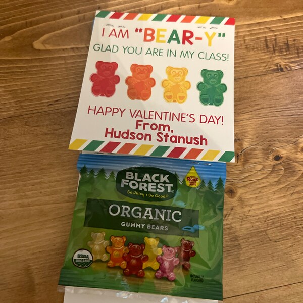 Editable Gummy Bear Valentine's Cards From Teacher to Students, Beary ...