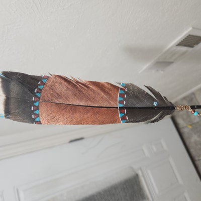 OLD GLORY Cowboy Hat Feather With New Style Beaded Sinew Wrap - Etsy