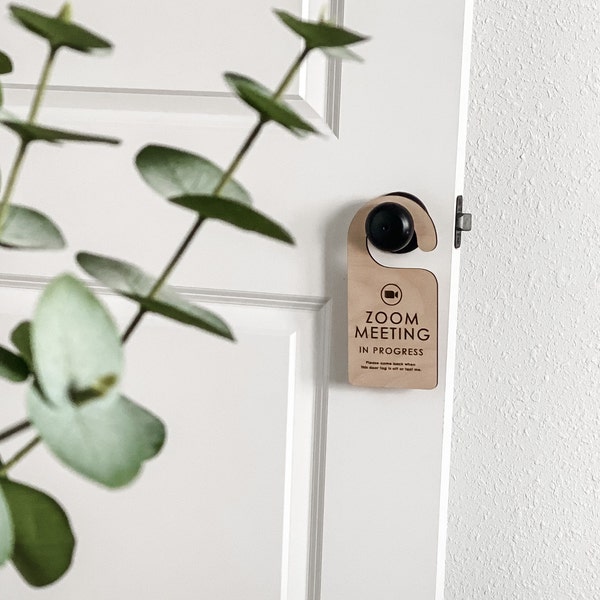 Zoom Meeting Door Hanger Sign, Video Call Door Sign, Wood Door Sign ...