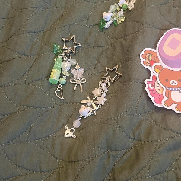 Aesthetic Y2k Beaded Pink Strawberry Korean Soda Star Keychain - Etsy