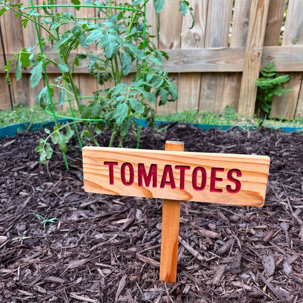 Tomatoes Sign, Garden Marker, Outdoor Sign, Yard Art, Vegetable Marker ...