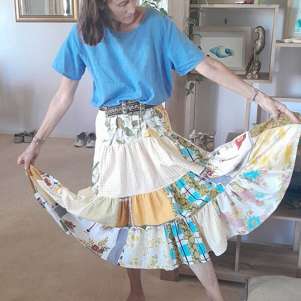 Funky Teatowel Pants "1981 and Banksia ' Bright Bold Patchwork Pants in ...