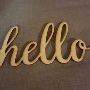 Hello Script Wood Sign wood Sign Art, Wooden Hello, Hello Sign, Laser ...