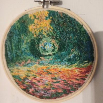Thread Painting Inspired by Claude Monet. Hand Embroidery. Pastoral ...