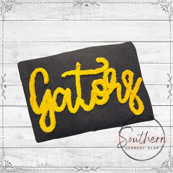 Chenille Yarn Script Font Applique Embroidery Seven Sizes 2, 3, 4, 5, 6 ...