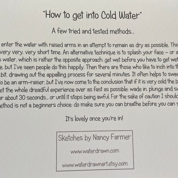 Greetings Card: Swimming in Cold Water - 'how to Get Into Cold Water ...