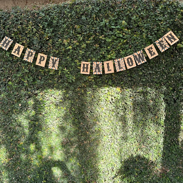 Vintage-inspired Halloween Decor, Retro Orange and Black Banner ...