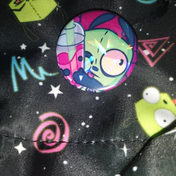 Invader Zim Pins Glossy or Holographic Buttons | Zim Dib Gaz GIR ...