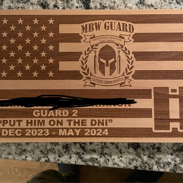 Custom Military Flag Plaque - Personalized Wood Flag With Engraved ...