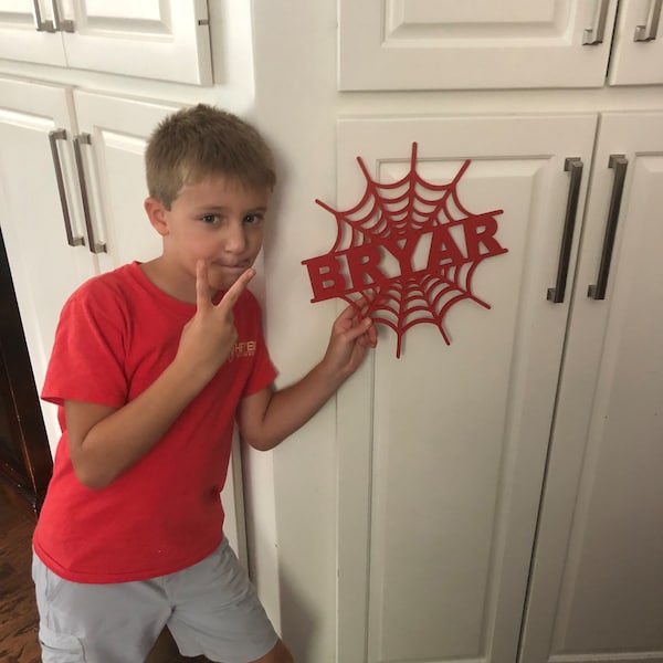 Spider Web Name Sign, Boy Room Decor, Nursery Decor, Spiderman ...