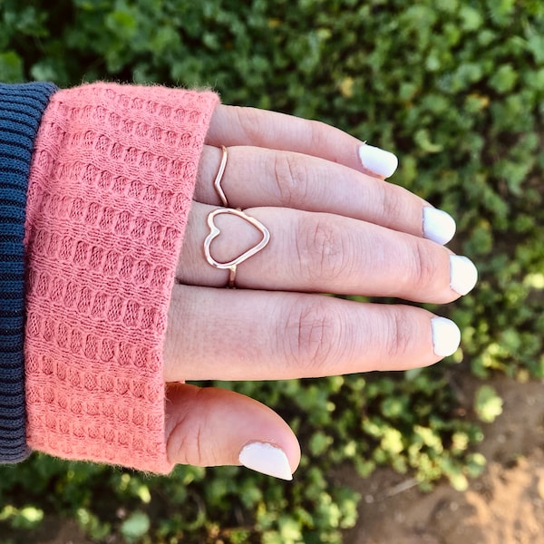 Valentines Gift for Her / Heart Ring / Simple Rings / Open Heart Ring ...