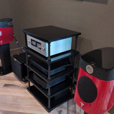 Audio Rack With Adjustable Oak Shelves / Record Player Stand / Media ...