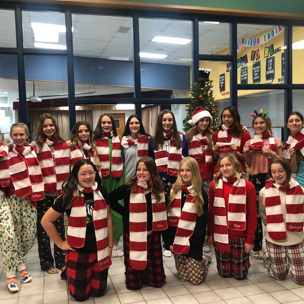 Red and White Striped Fleece Scarf Christmas Candy Cane Scarf Patchwork ...